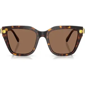 SWAROVSKI 53mm Irregular Sunglasses - Havana / Dark Brown