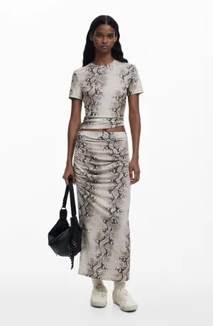 Desigual Snakeskin Print Maxi Skirt
