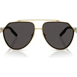 Dolce & Gabbana 62mm Oversized Pilot Sunglasses - Gold/dark Grey