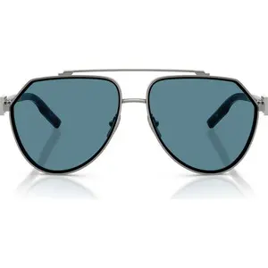 Dolce & Gabbana 62mm Oversized Pilot Sunglasses - Gunmetal