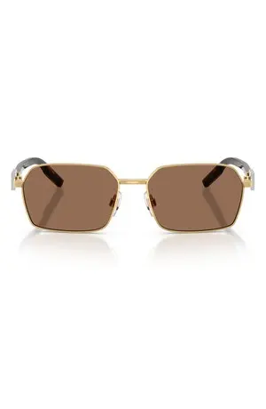 Dolce & Gabbana 56mm Rectangular Sunglasses - Gold