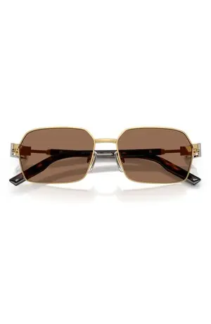 Dolce & Gabbana 56mm Rectangular Sunglasses - Gold