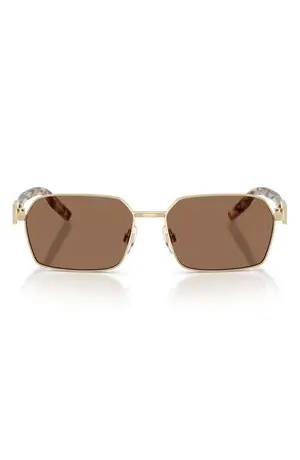 Dolce & Gabbana 56mm Rectangular Sunglasses Pale Gold
