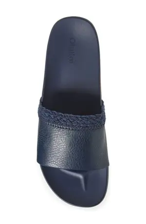 Olukai Pākea Leather Slide Sandal - Mood Indigo / Mood Indigo