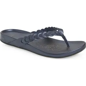 Olukai Lei Leather Flip Flop - Mood Indigo / Mood Indigo
