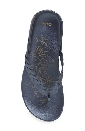 Olukai Lei Leather Flip Flop - Mood Indigo / Mood Indigo