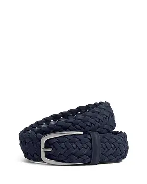 Zegna Braided Leather Belt Dark Blue