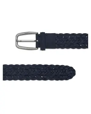 Zegna Braided Leather Belt - Dark Blue