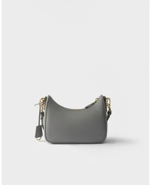 Prada Re-edition Mini Saffiano Leather Bag - Grey