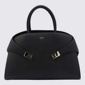 FERRAGAMO Leather Hug L Top Handle Bag - Black