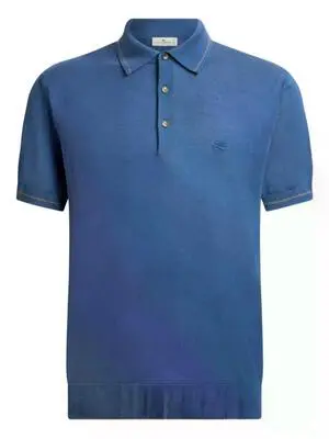 Etro Pegaso-motif Cotton Polo Shirt - Blue