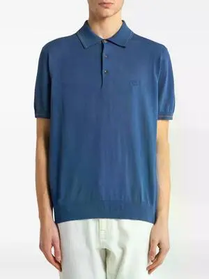 Etro Pegaso-motif Cotton Polo Shirt - Blue