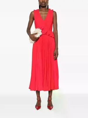 NISSA Floral-appliqué Maxi Dress - Red
