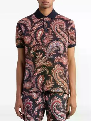 Etro Paisley-print Cotton Polo Shirt - Black