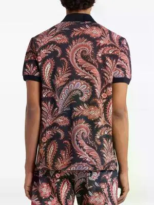 Etro Paisley-print Cotton Polo Shirt - Black