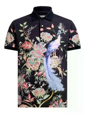 Etro Flowers And Peacock Polo Shirt