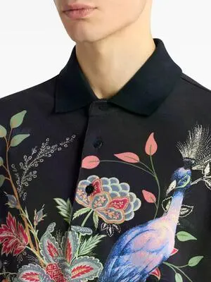 Etro Flowers And Peacock Polo Shirt