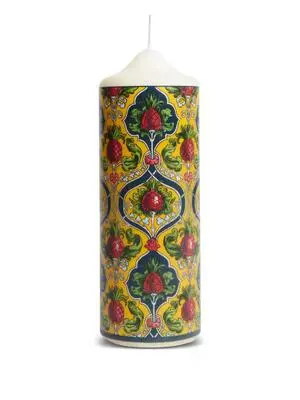 La DoubleJ Ananas-print Pillar Candle - Yellow