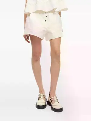 GANNI Logo-patch Shorts - White