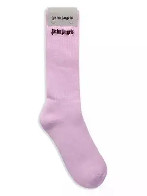 Palm Angels Logo-embroidered Socks - Purple