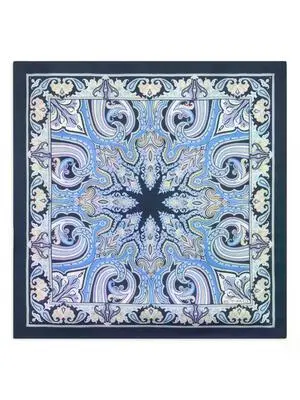 Etro Silk Pocket Square - Blue