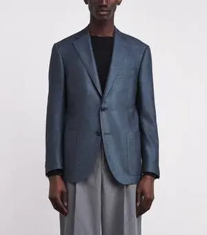 Corneliani Silk-virgin Wool Blazer - Blue