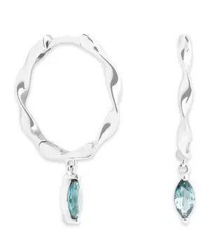 ASTRID & MIYU Twist Hoop Earrings With Alexandrite - Silver