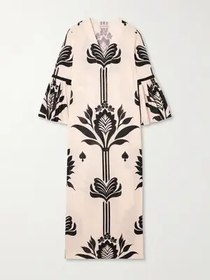 ANDRES OTALORA Rajasthan Printed Linen Maxi Dress - Ivory