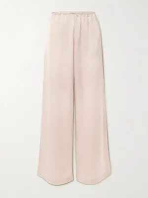 LESET Barb Washed-satin Wide-leg Pants - Pink