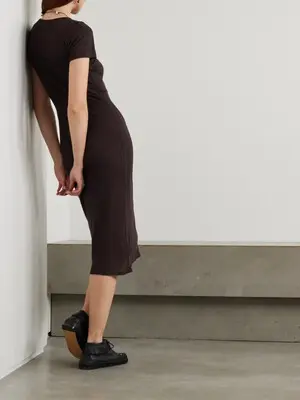 LESET Rozzi Layered Ribbed Jersey Midi Dress