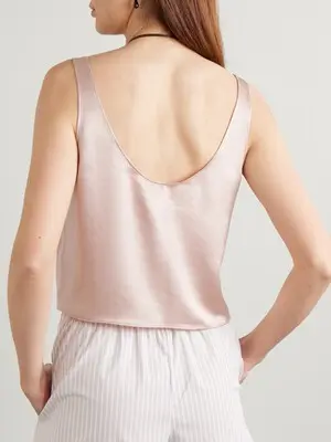 LESET Barb Scoop Washed-satin Tank