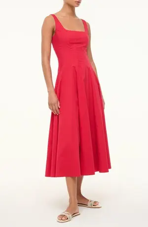 Staud Wells Sleeveless Silk Midi Dress