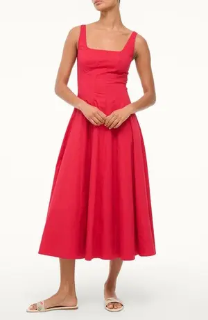 Staud Wells Sleeveless Silk Midi Dress