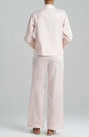 Natori Embroidered Trim Cotton Sateen Pajamas