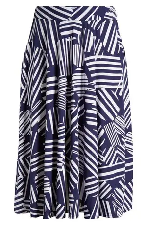 24SEVEN COMFORT APPAREL Geometric Print Midi Skirt