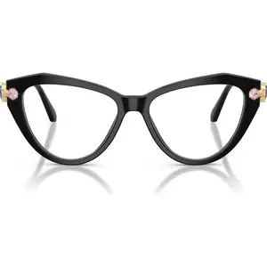 SWAROVSKI 55mm Cat Eye Optical Glasses - Black/demo Lens