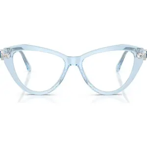 SWAROVSKI 55mm Cat Eye Optical Glasses Transparent Blue/demo Lens