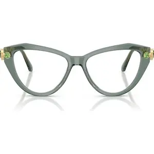 SWAROVSKI 55mm Cat Eye Optical Glasses - Transparent Green/demo Lens