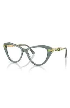 SWAROVSKI 55mm Cat Eye Optical Glasses - Transparent Green/demo Lens