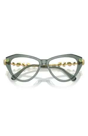 SWAROVSKI 55mm Cat Eye Optical Glasses - Transparent Green/demo Lens