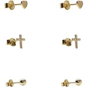 Argento Vivo Stud Earring Set - Gold