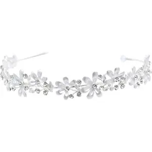 TULLEEN Rhinestone Flower Headband - Silver