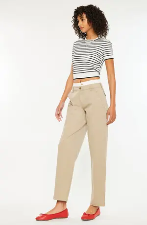 KANCAN Francine Mid-rise Straight Pants With Double Waistband