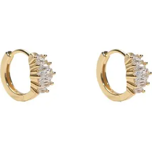 Argento Vivo Cubic Zirconia Huggie Hoop Earrings - Gold
