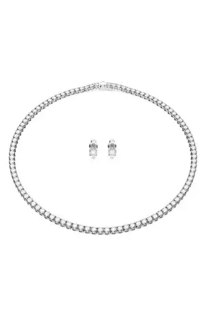 SWAROVSKI Matrix Crystal Necklace And Stud Earrings Set - White