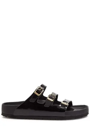 BIRKENSTOCK Patent Leather Sliders With Adjustable Buckles