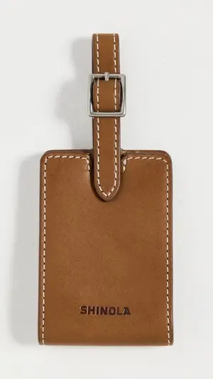 Shinola Leather Luggage Id Tag - Tan