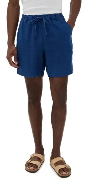 BATHER Linen Leisure Shorts - Navy