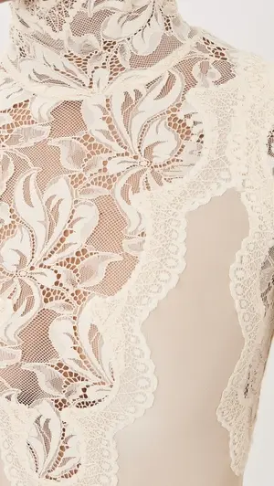 Rabanne Long Dress In Lace And Jersey - Ivory