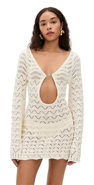 BANANHOT Mini Rey Knit Dress - Knitted White